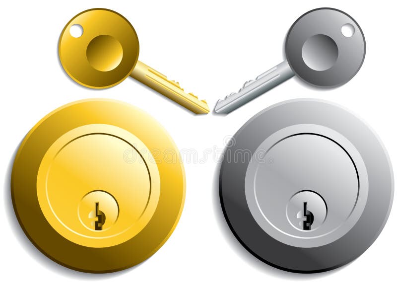 Keys and Locks in Gold and Silver Color Stock Vector - Illustration of ...