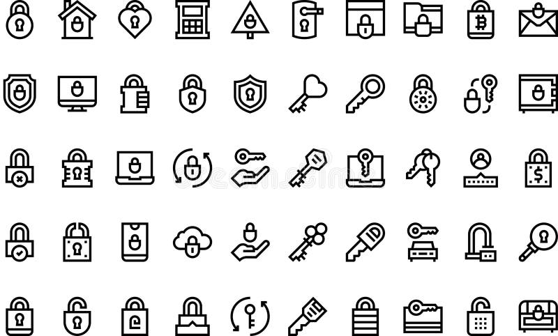 Keys and Locks Icons High-Quality Vector Icons Collection with Editable ...
