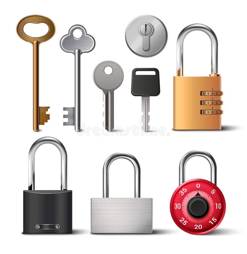 Keys and locks set stock illustration. Illustration of password - 282180481