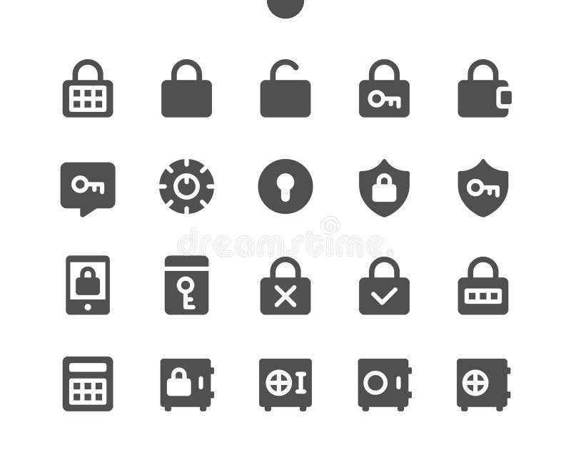 Keys and Locks UI Pixel Perfect Well-crafted Vector Solid Icons Stock ...
