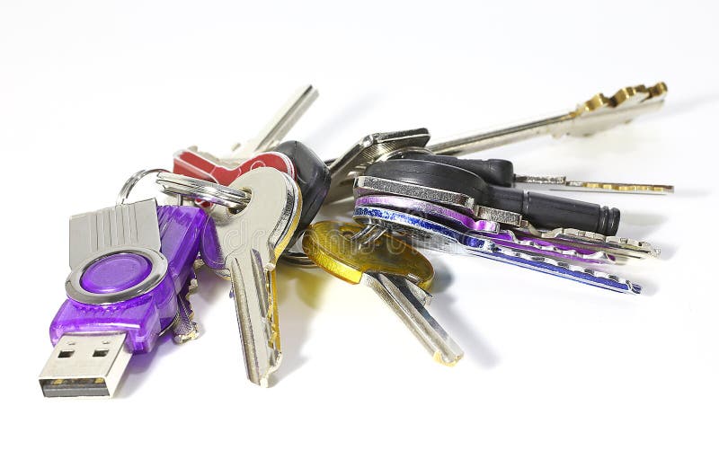 Keys of Many Sizes and a Usb Memory Stock Image - Image of locked ...