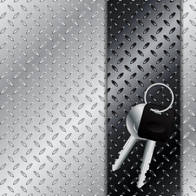 Keys on metallic plate stock vector. Illustration of background - 37969957