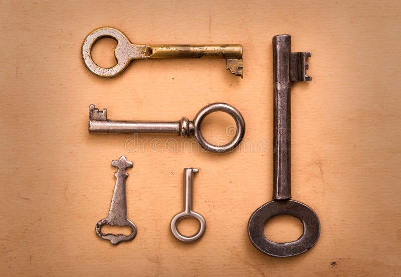 Keys on Old Paper Background Stock Photo - Image of surface, stationery ...