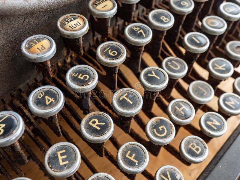Keys of Old Worn Out Type Writer Stock Image - Image of black ...