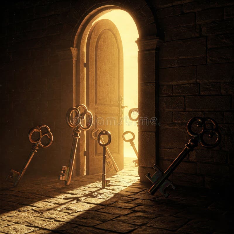 The Keys are at the Open Door, Flooded with Light. Stock Photo - Image ...