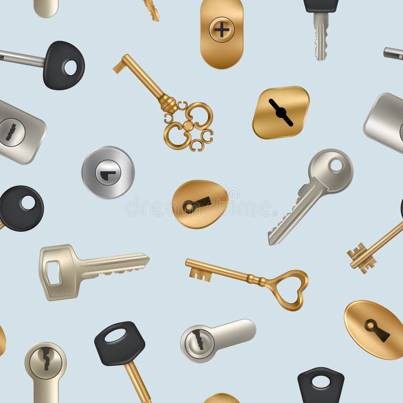 Keys Pattern. Seamless Background with Key and Keyholes Decent Vector ...