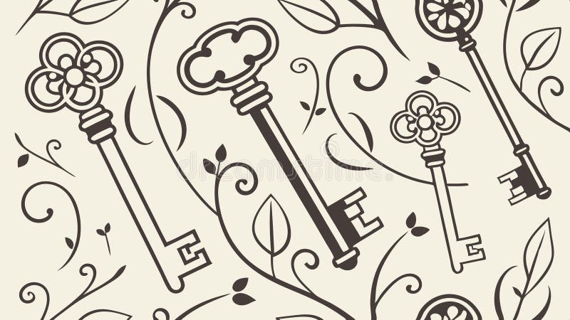 Keys Pattern, Vintage Keys Collection, Antique Design Element Vector ...