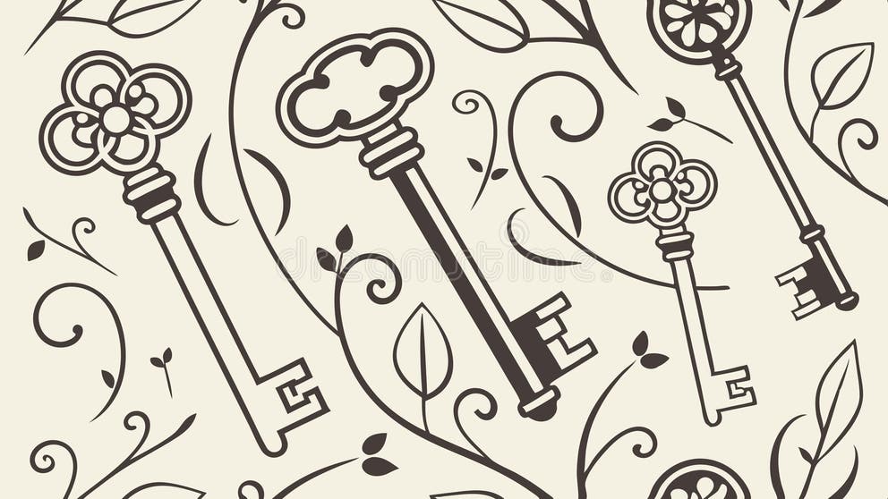 Keys Pattern, Vintage Keys Collection, Antique Design Element Vector ...