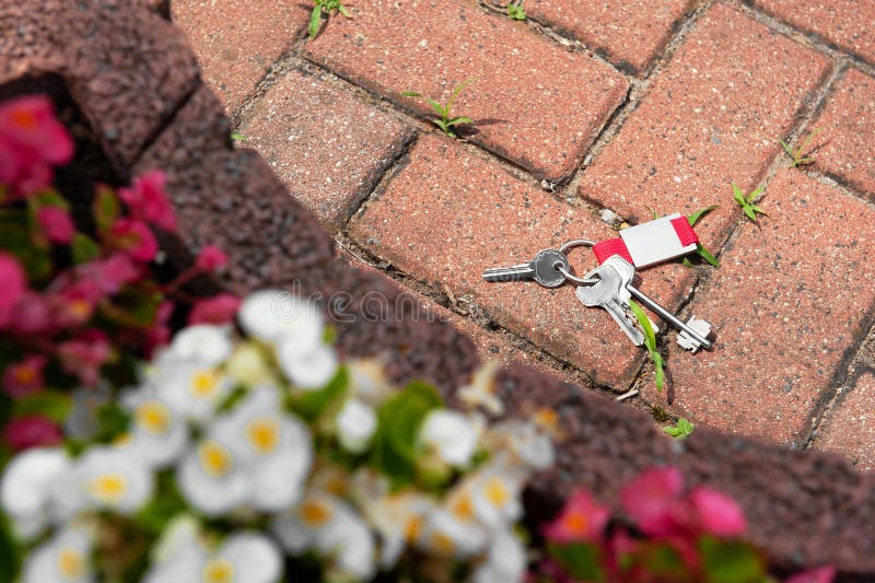 Keys on Pavement Outdoors, Space for Text. Lost and Found Stock Image ...