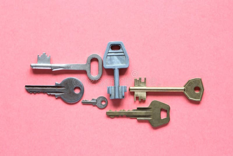 Keys on Pink Paper stock photo. Image of business, object - 74589400