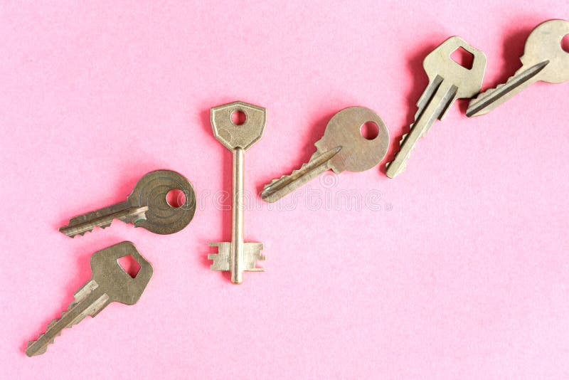 Keys on Pink Paper stock image. Image of thinking, diversity - 74628773