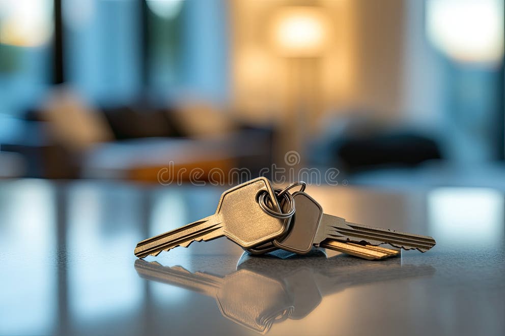 House Keys on Table stock illustration. Illustration of access - 387975863