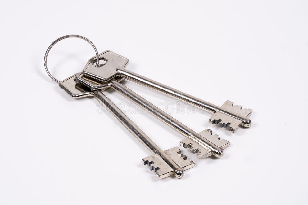 Keys on a Ring Placed on a Plain White Background Stock Image - Image ...