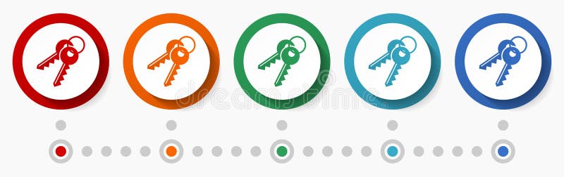 Keys, Security Concept Vector Icon Set, Flat Design Colorful Buttons ...