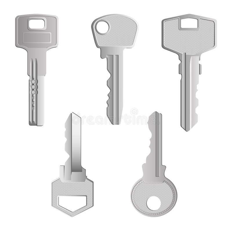 Eight Shiny, Bright Colored Keys Stock Illustration - Illustration of ...