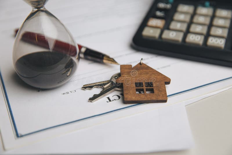 Keys on a Signed Contract of House Sale and Pen Stock Photo - Image of ...