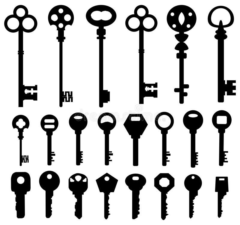 Keys Silhouette. Set of Isolated Vector Shapes. Stock Vector ...