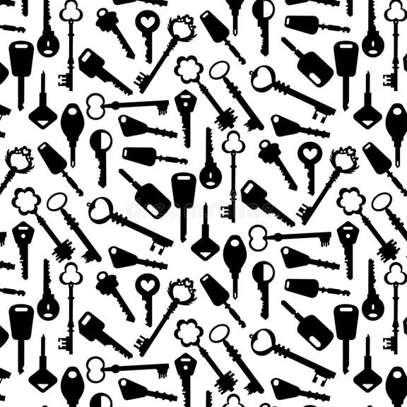 Keys Silhouettes Icon Seamless Pattern Stock Vector - Illustration of ...