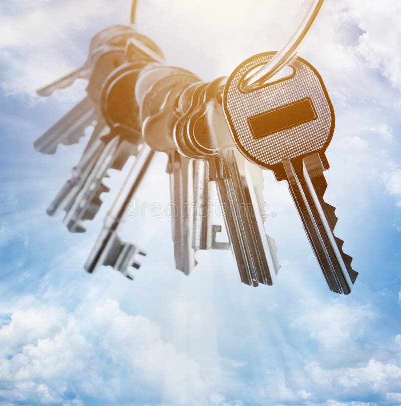 Keys in sky stock image. Image of security, concept - 214014951