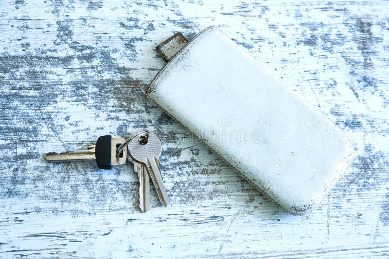 Keys and a Smartphone on a Wooden Table Stock Image - Image of screen ...