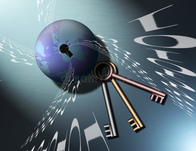 Keys to Binary Globe stock illustration. Illustration of internet - 634249