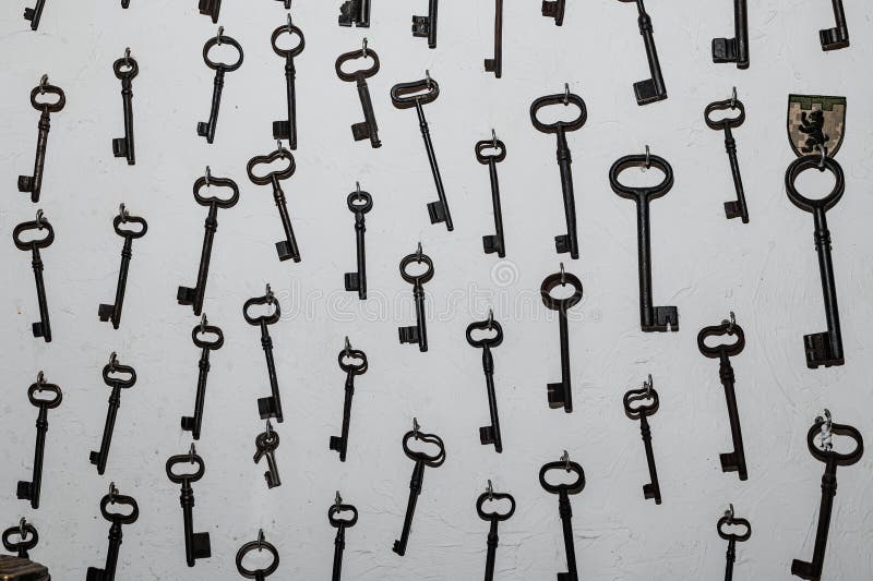 Keys To the Gate, Tower, Castle. a Wall of Vintage Metal Keys. Texture ...