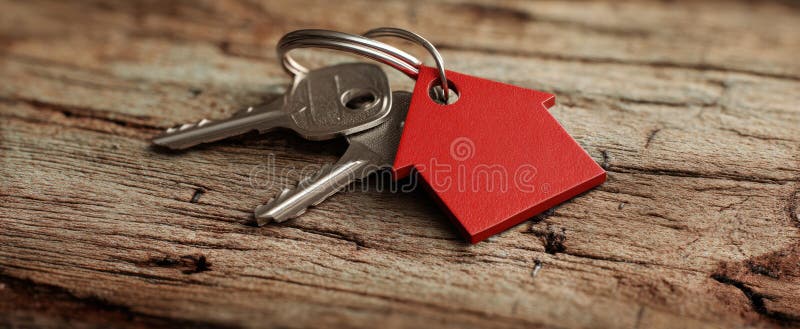 The Keys To Homeownership with a Red House Tag on Rustic Wood..AI ...