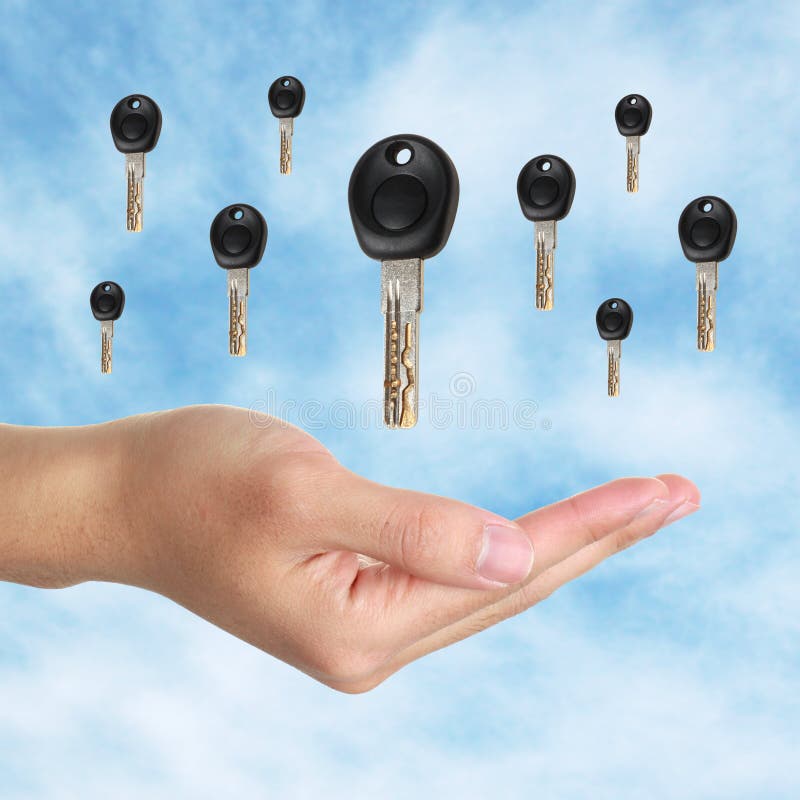 Keys Falling From The Blue Sky Stock Image - Image of golden, protected ...