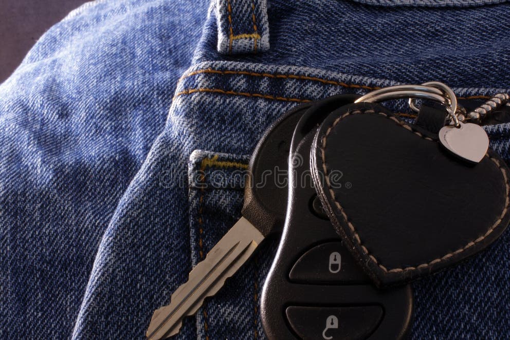 Keys in trouser pocket stock photo. Image of shaped, security - 3538506