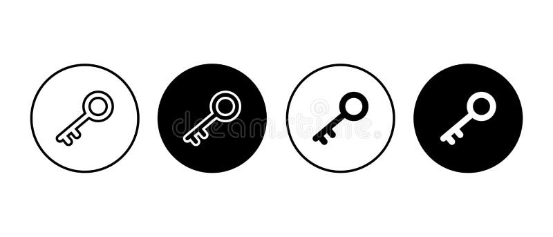 Keys Vector Icon Set. Black and White Flat Style Keys Symbol in Circle ...
