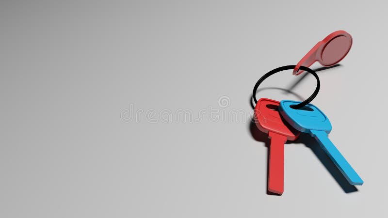 Keys on White Desk - 3D Rendering Illustration Stock Illustration ...