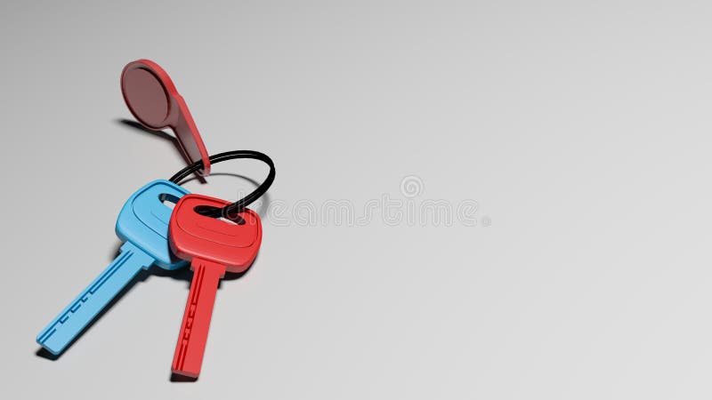 Keys on White Desk - 3D Rendering Illustration Stock Illustration ...
