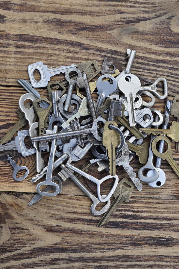 Keys on a wooden board. stock image. Image of rusty, metallic - 60498753
