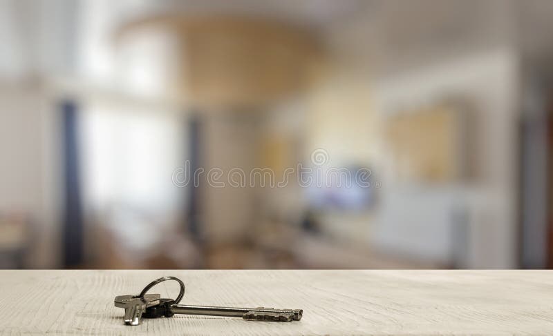 Keys on wooden table stock photo. Image of desk, home - 211427734