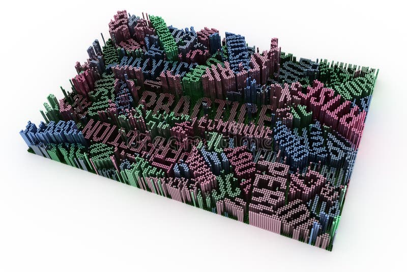 Keyword of Practice. Colorful 3D Rendering. Shape Composition, G Stock ...
