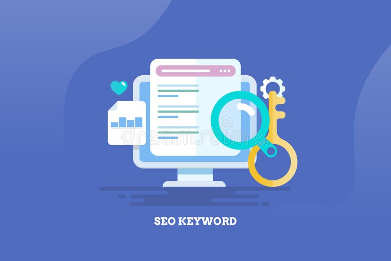 Keyword Research Tool Banner with Isometric Icons Stock Vector ...