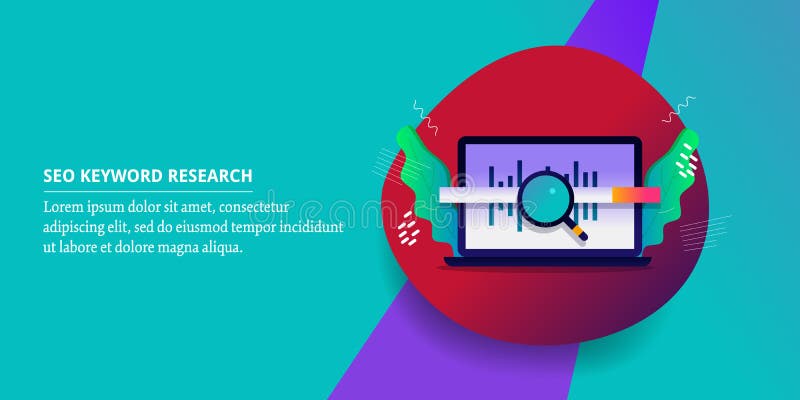 Keyword Research Tool Banner with Isometric Icons Stock Vector ...