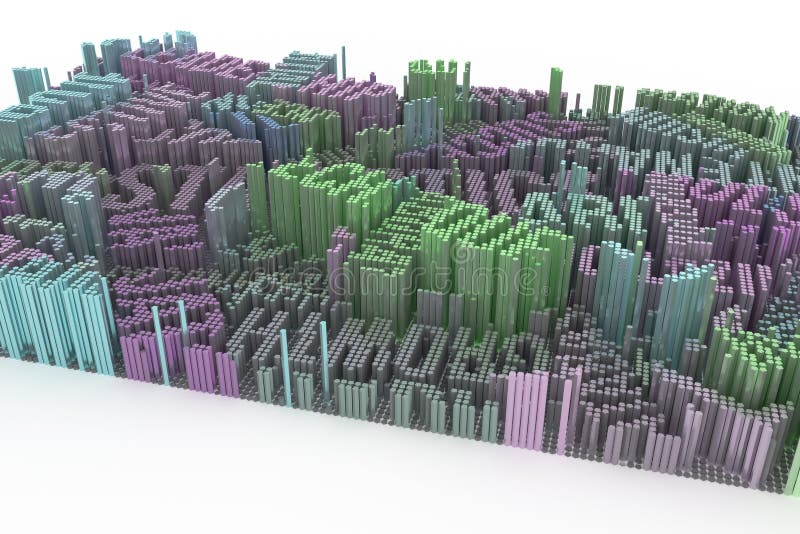 Keyword of Statistics. Colorful 3D Rendering. Abstract Shape Com Stock ...