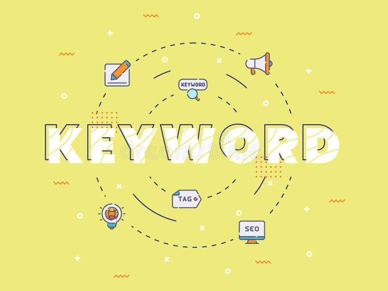 Keyword Typography with Color Outline Style Stock Vector - Illustration ...