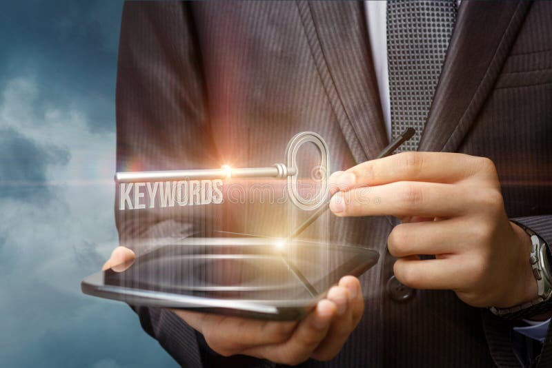 Keywords As Key on the Virtual Screen. Stock Photo - Image of search ...