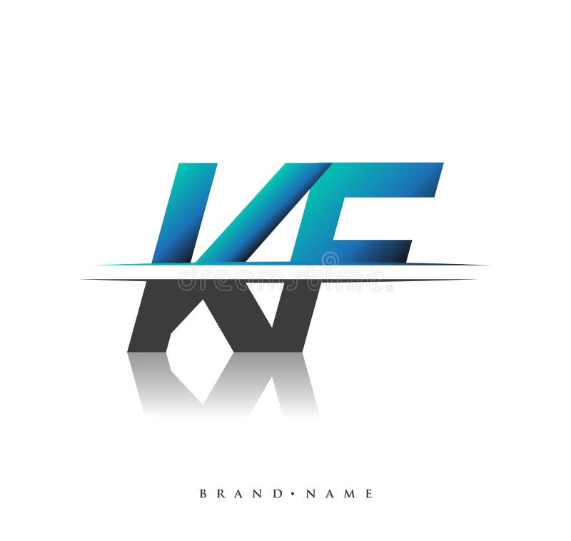 KF Initial Logo Company Name Colored Black and Blue, Simple and Modern ...