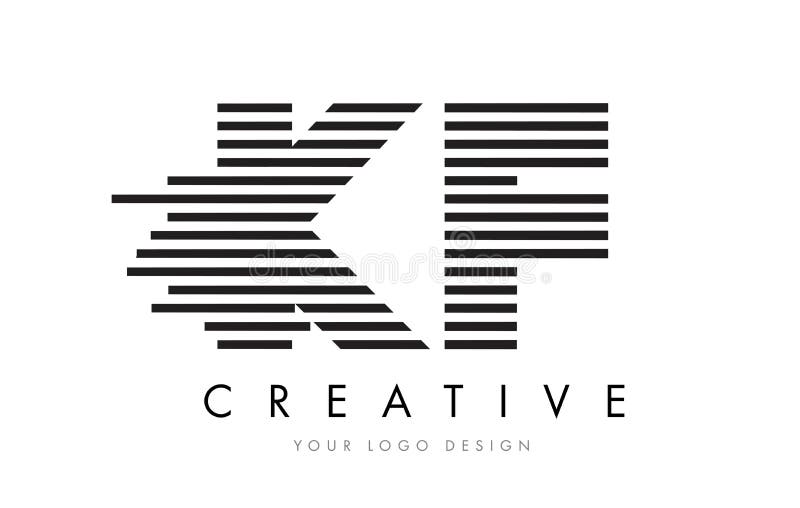 KF K F Zebra Letter Logo Design with Black and White Stripes Stock ...