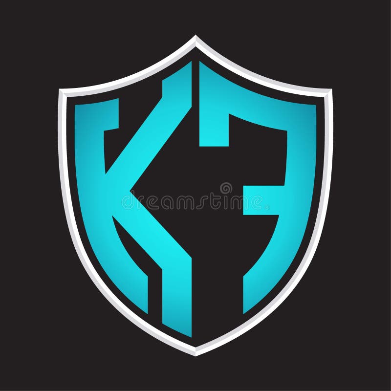 KF Logo Monogram with Shield Shape Isolated Blue Colors on Outline ...