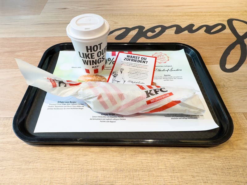 Kfc Wrap and Coffee on Tray with Customer Satisfaction Card Editorial ...