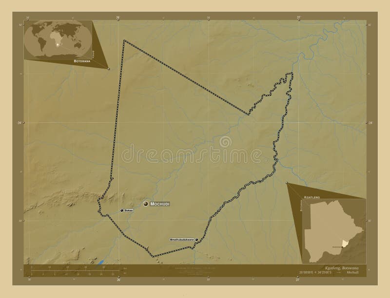 Kgatleng, Botswana. Physical. Labelled Points of Cities Stock ...