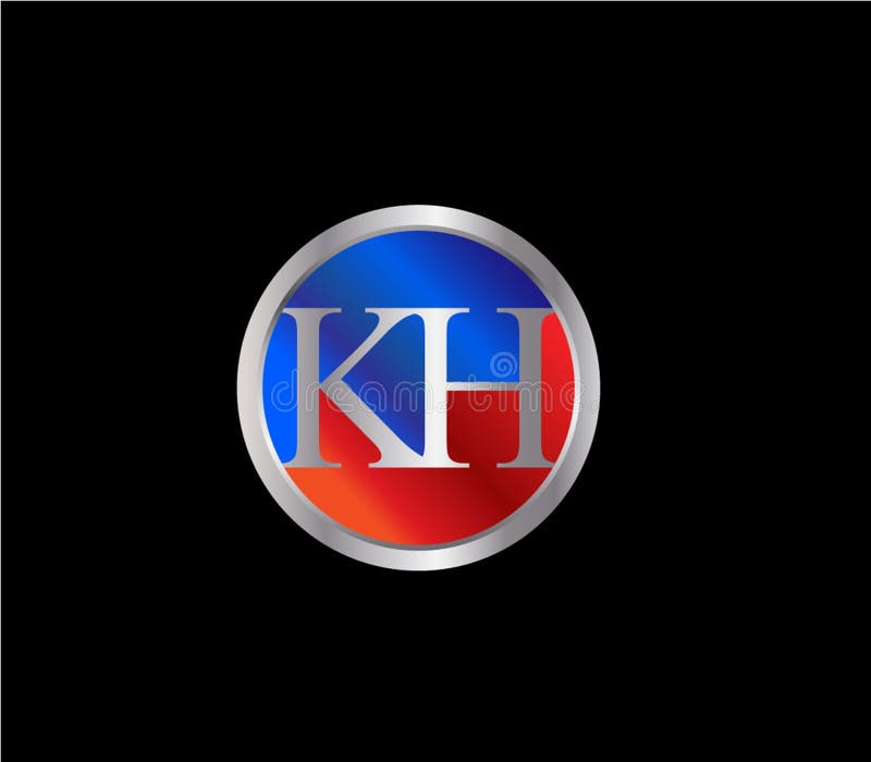 KH Initial Circle Shape Silver Red Blue Color Later Logo Design Stock ...