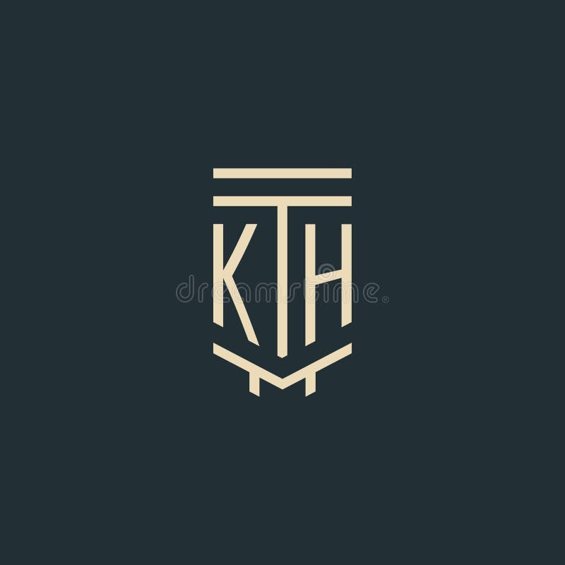 KH Initial Monogram with Simple Line Art Pillar Logo Designs Stock ...