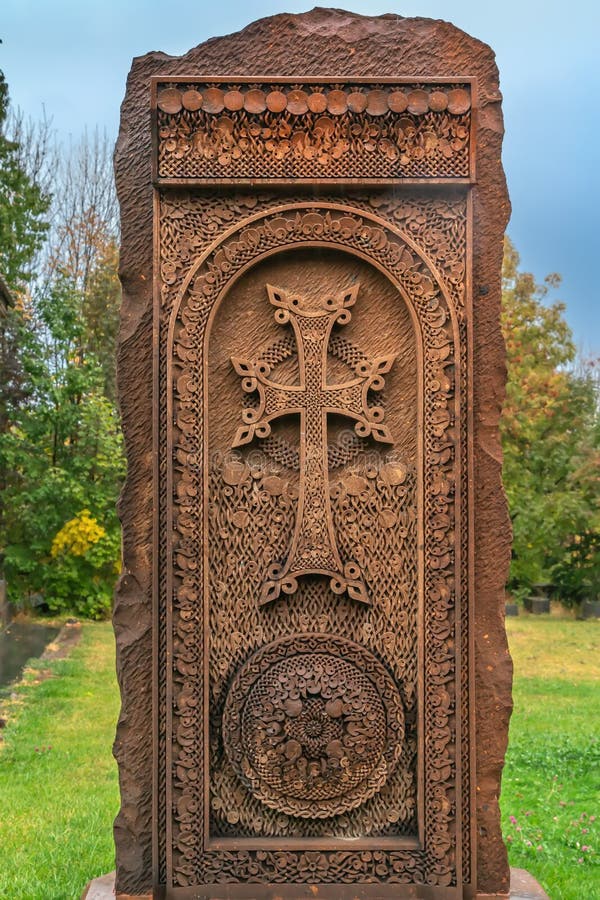 Khachkar in Armenia stock image. Image of carving, ornament - 243974809