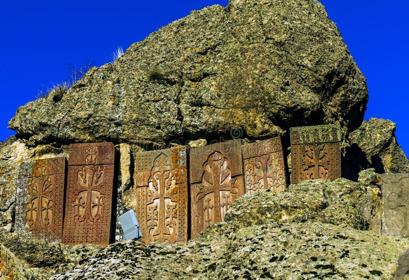 Cross Stones or Khachkars at Haghpat Monastery, Armenia Stock Photo ...