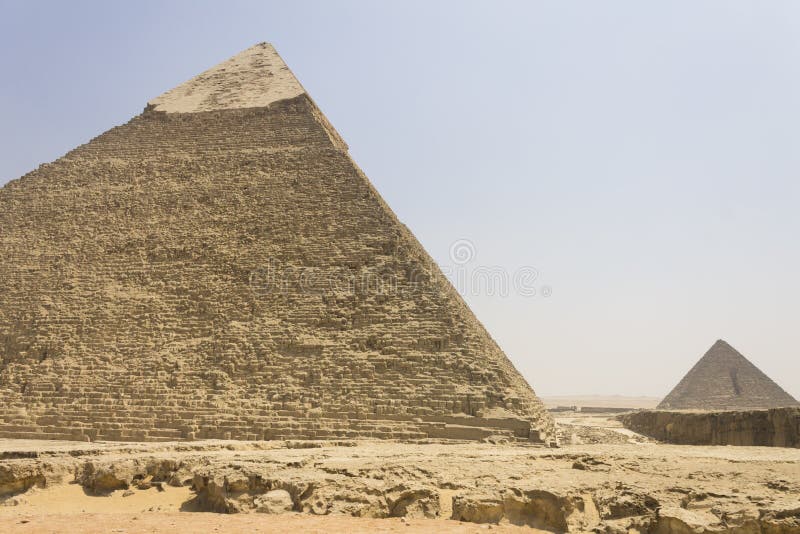 Khafre Pyramid with Menkaure Pyramid in the Back Stock Photo - Image of ...